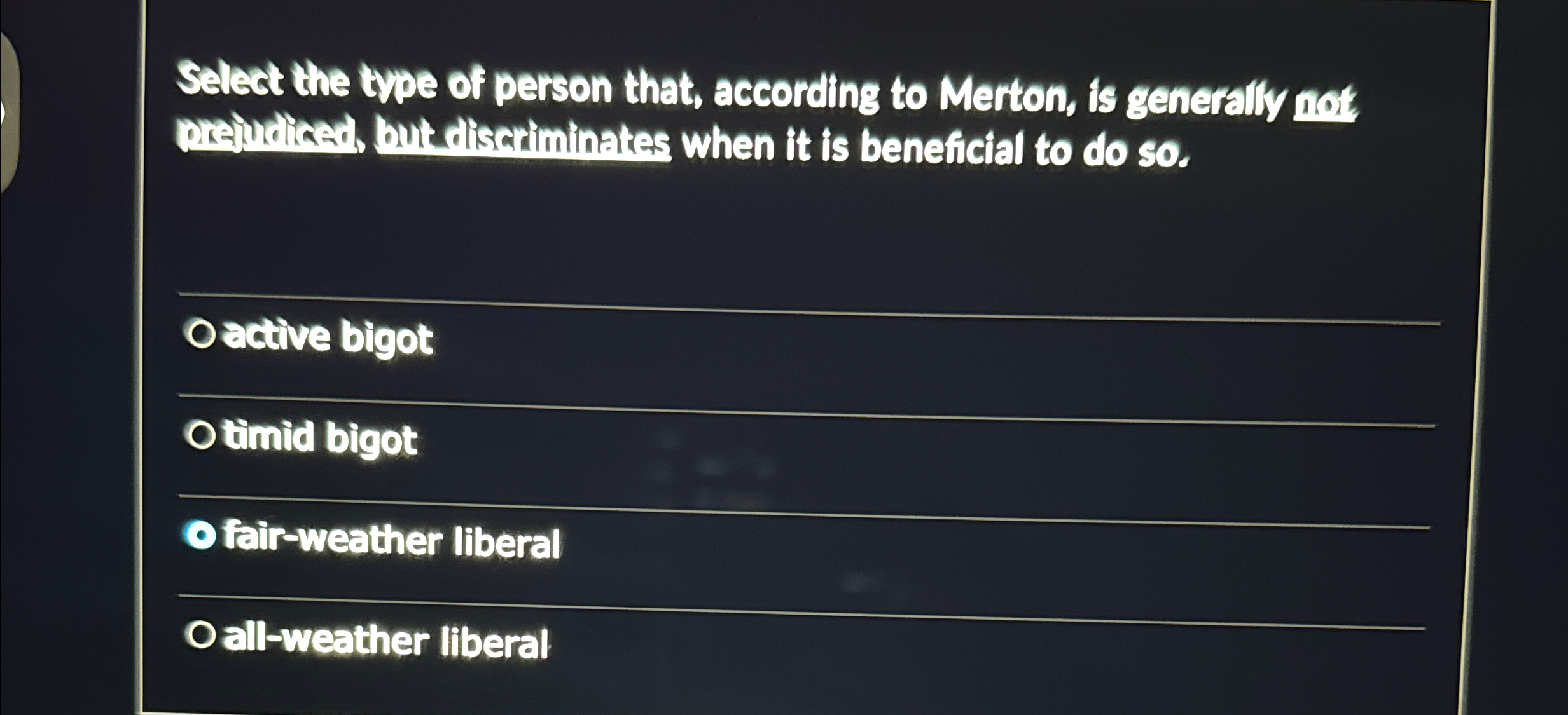 Solved Salect the type of person that, according to Merton, | Chegg.com