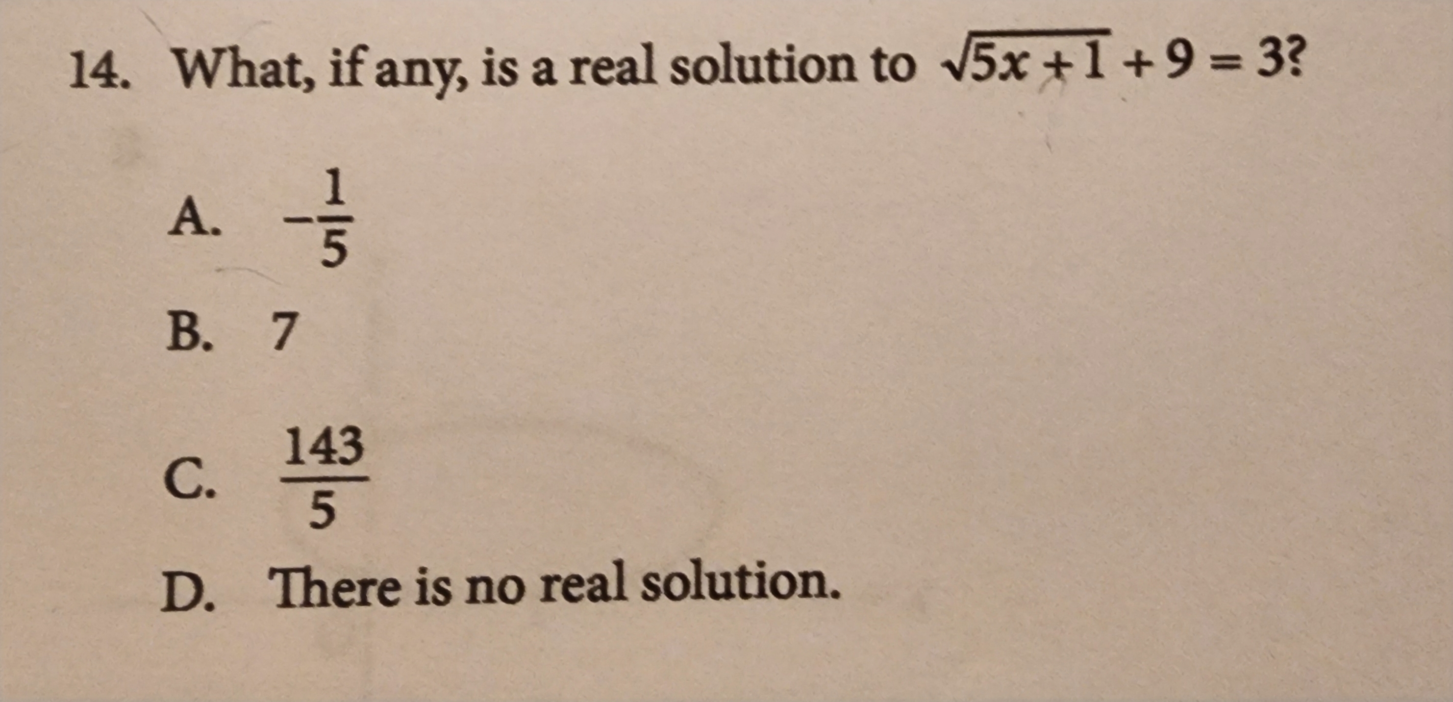 Solved What, if any, is a real solution to | Chegg.com