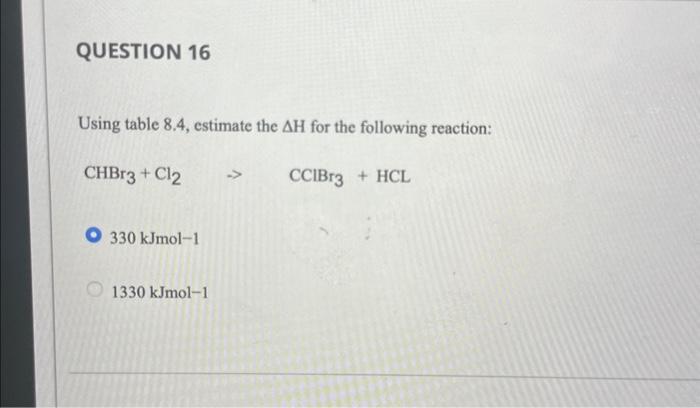 Using table 8.4 , estimate the ΔH for the following | Chegg.com