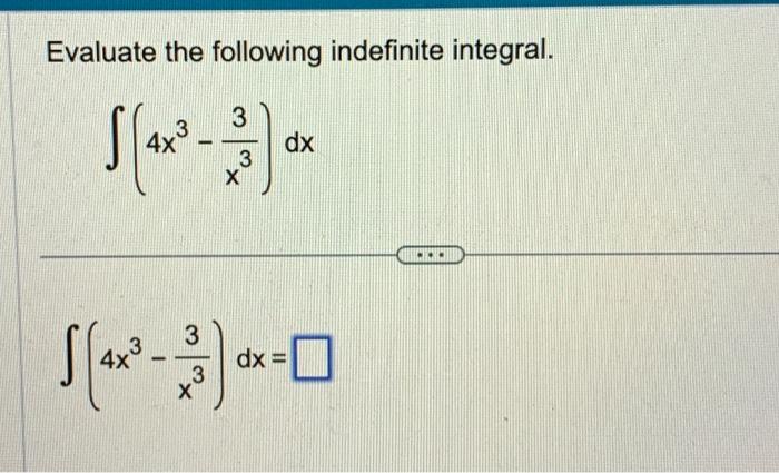 Solved Evaluate the following indefinite integral. | Chegg.com