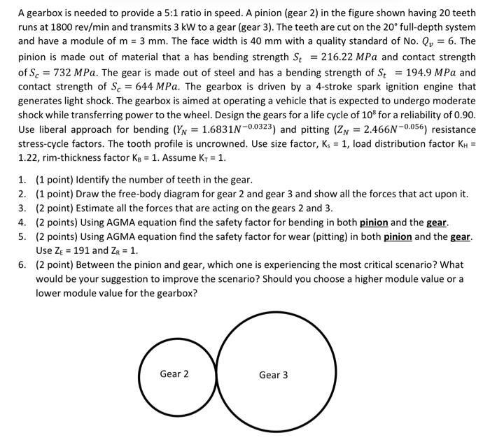 Solved A gearbox is needed to provide a 5:1 ratio in speed. | Chegg.com