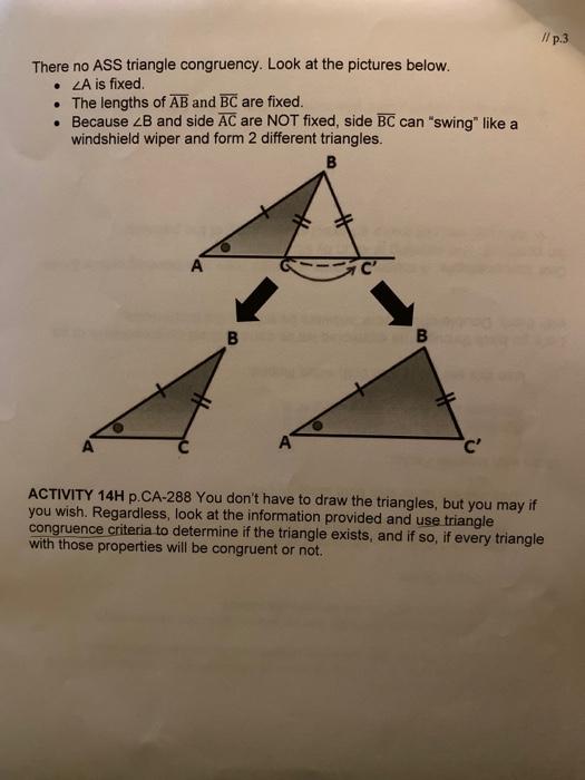 Solved // p.3 There no ASS triangle congruency. Look at the | Chegg.com