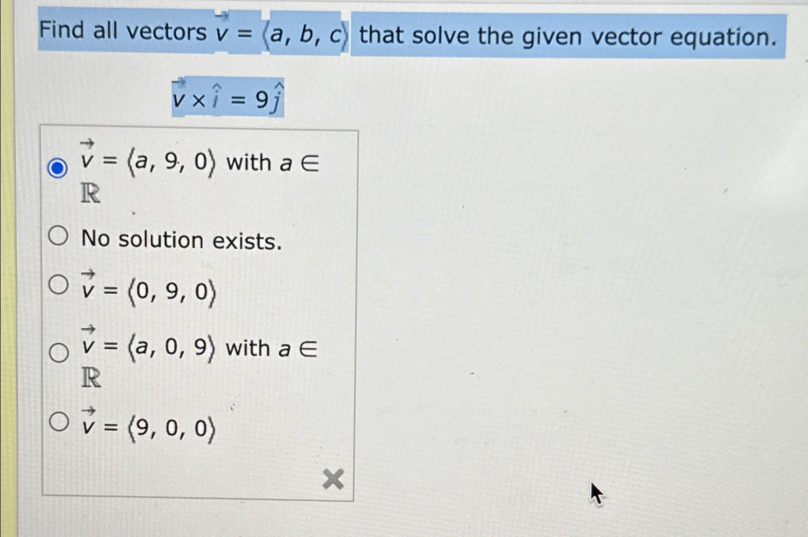 Solved Find all vectors vec(v)=(:a,b,c:) ﻿that solve the | Chegg.com