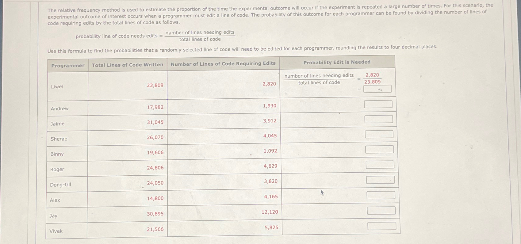 Solved code requiring edits by the total lines of code as | Chegg.com
