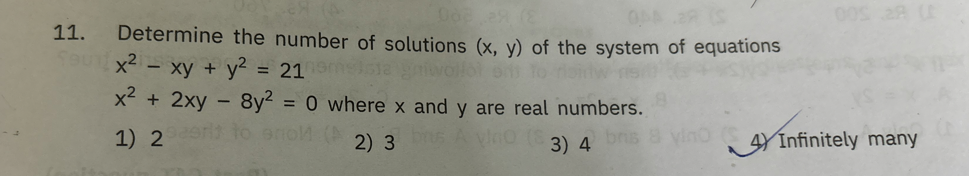 Solved Determine the number of solutions (x,y) ﻿of the | Chegg.com