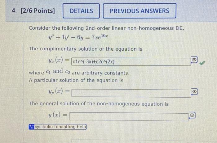 Solved Consider the following 2nd-order linear | Chegg.com