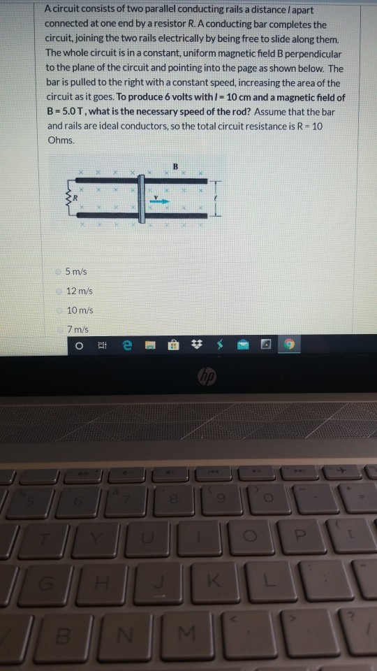 Solved A circuit consists of two parallel conducting rails a | Chegg.com