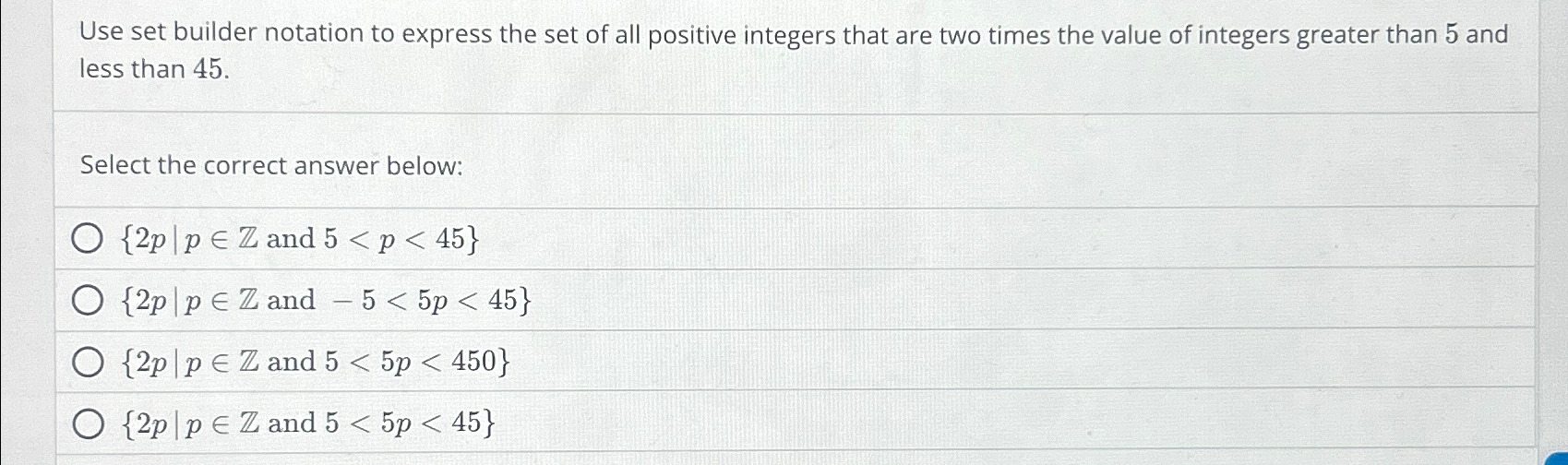 Solved Use set builder notation to express the set of all | Chegg.com