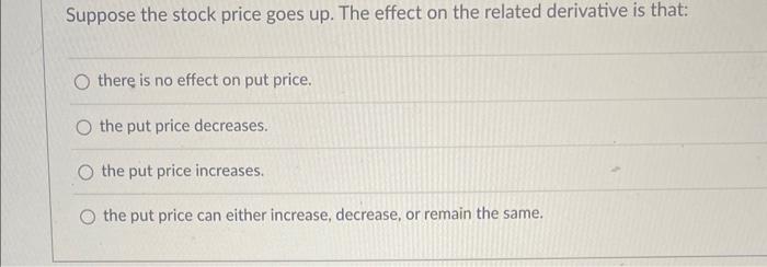Solved Suppose the stock price goes up. The effect on the | Chegg.com