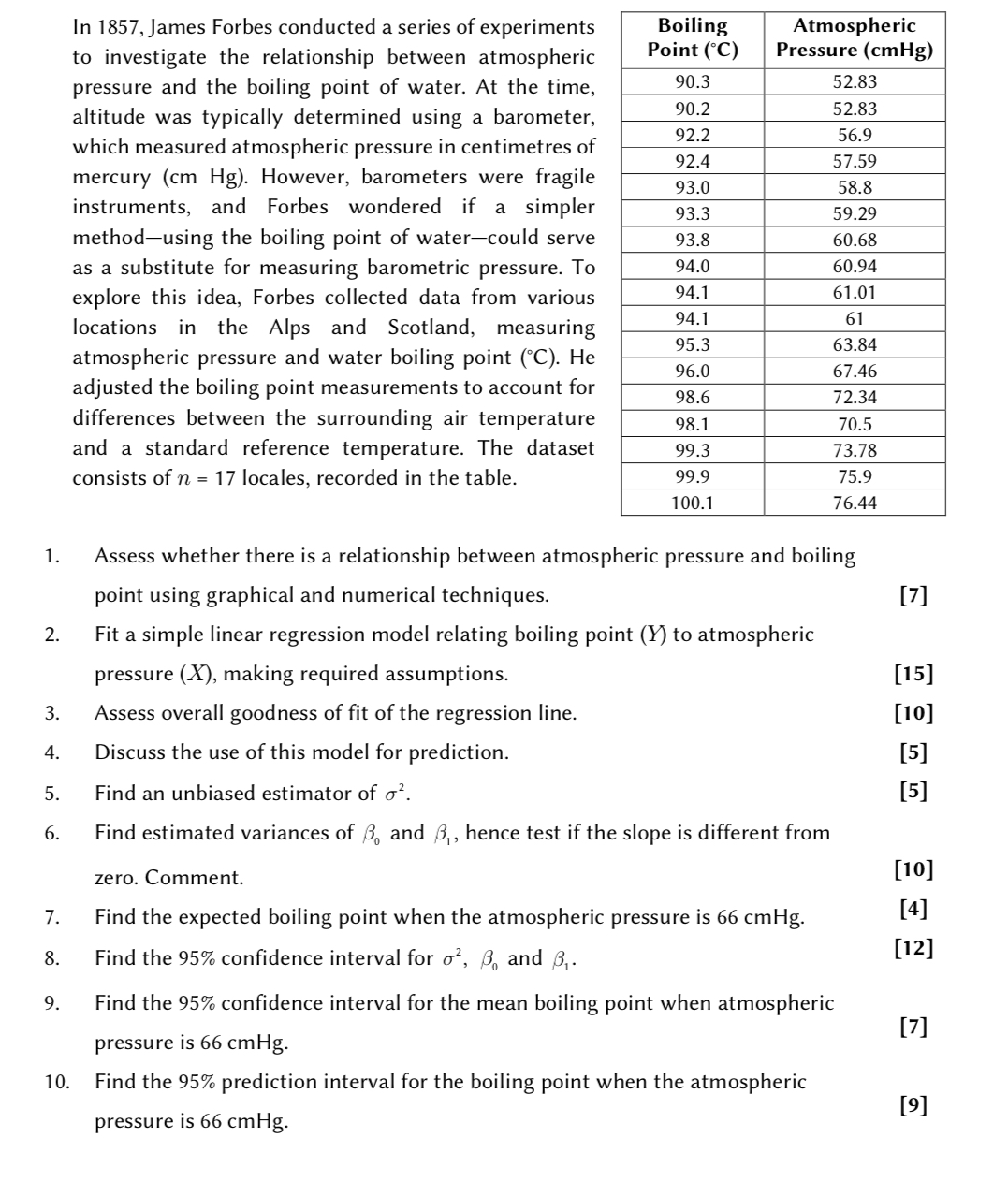 Solved In 1857, ﻿James Forbes conducted a series of | Chegg.com