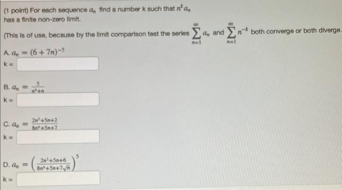 Solved 00 n+ both converge or both diverge. (1 point) For | Chegg.com