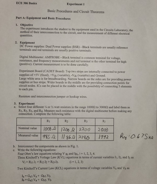 Solved b) It Is, Ier ECE 306 Basics Experiment Va Basic | Chegg.com