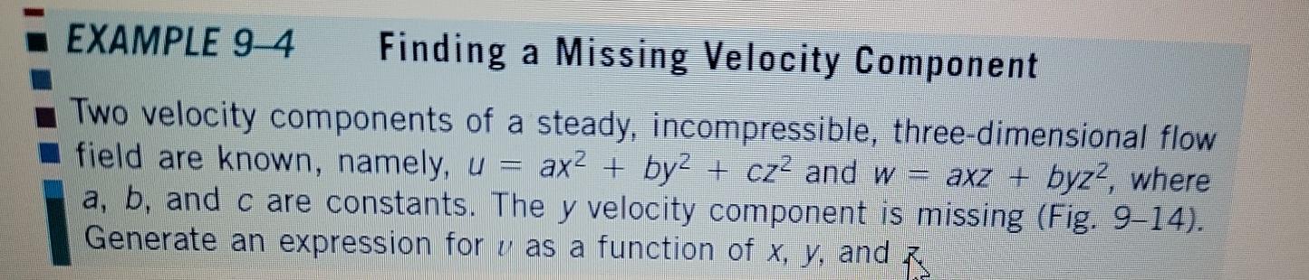 Solved EXAMPLE 9-4 Finding a Missing Velocity Component Two | Chegg.com