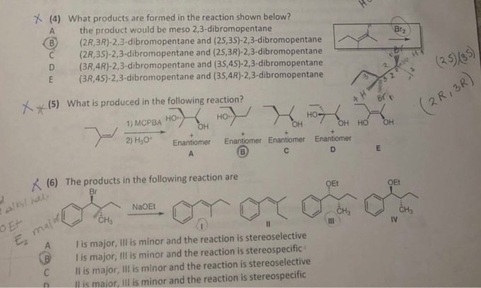 Solved (4) What products are formed in the reaction shown | Chegg.com