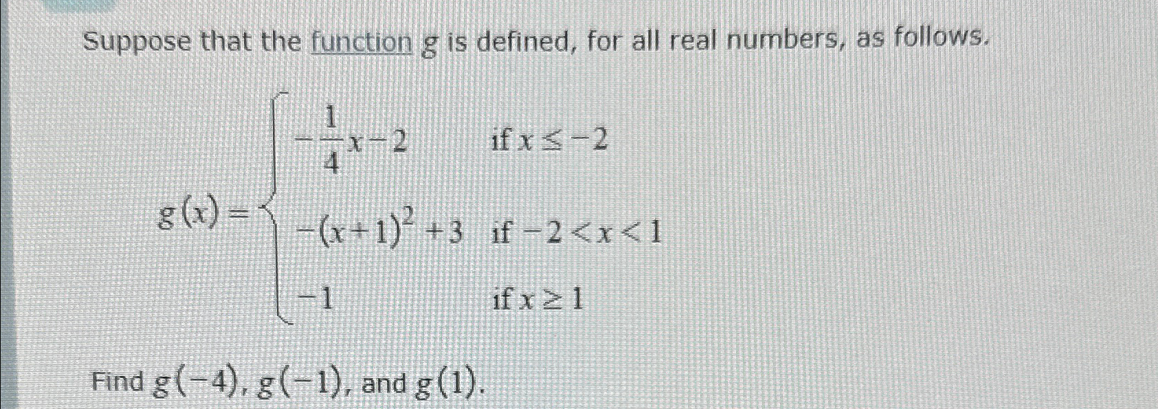 Solved Suppose that the function g ﻿is defined, for all real | Chegg.com