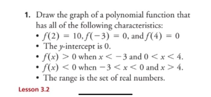 Solved 1. Draw the graph of a polynomial function that has | Chegg.com