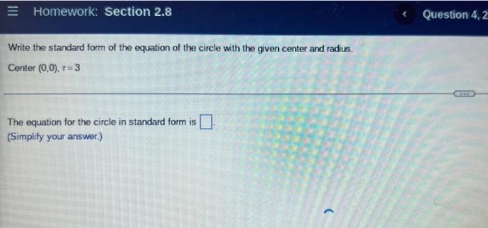 Solved Homework: Section 2.8 Question 4,2 Write the standard | Chegg.com