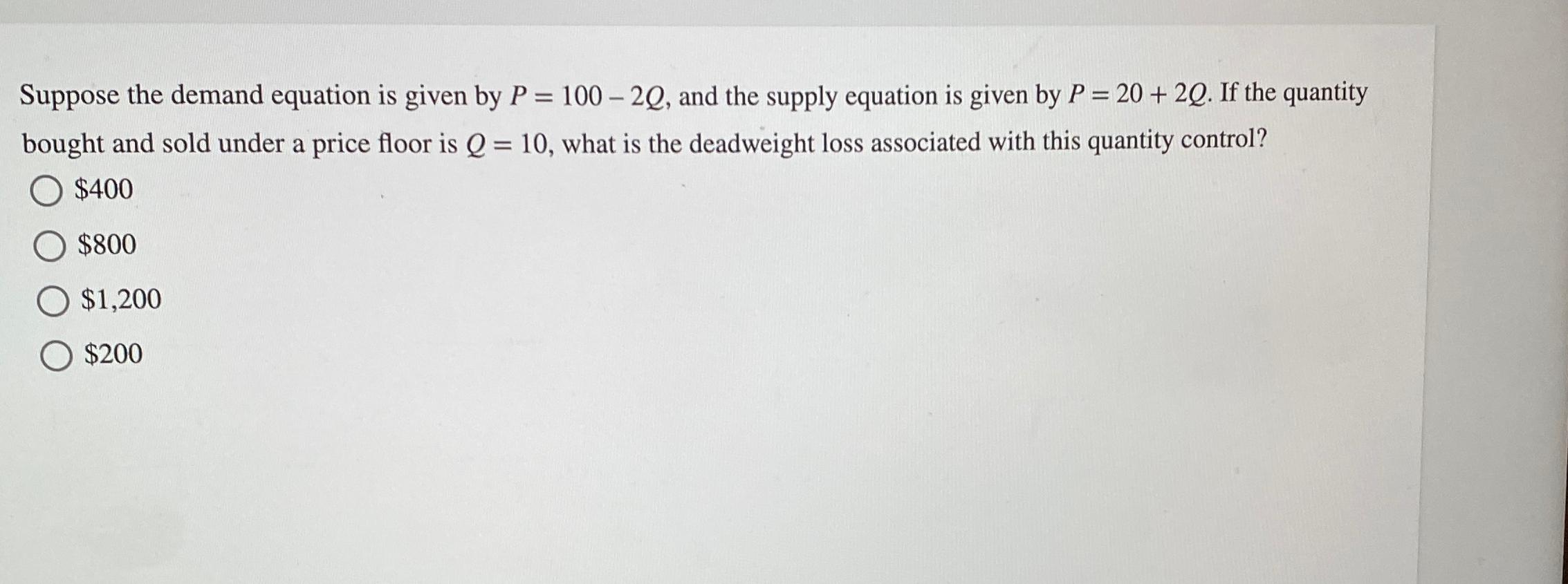 Solved Suppose the demand equation is given by P=100-2Q, | Chegg.com