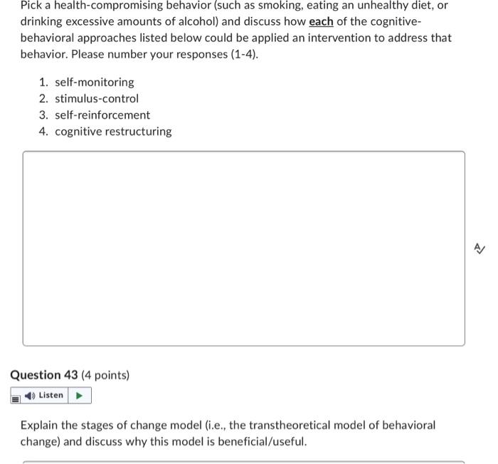 Solved Pick a health-compromising behavior (such as smoking, | Chegg.com