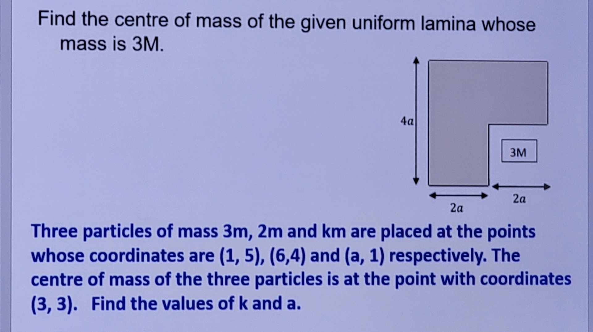 Solved Find the centre of mass of the given uniform lamina | Chegg.com