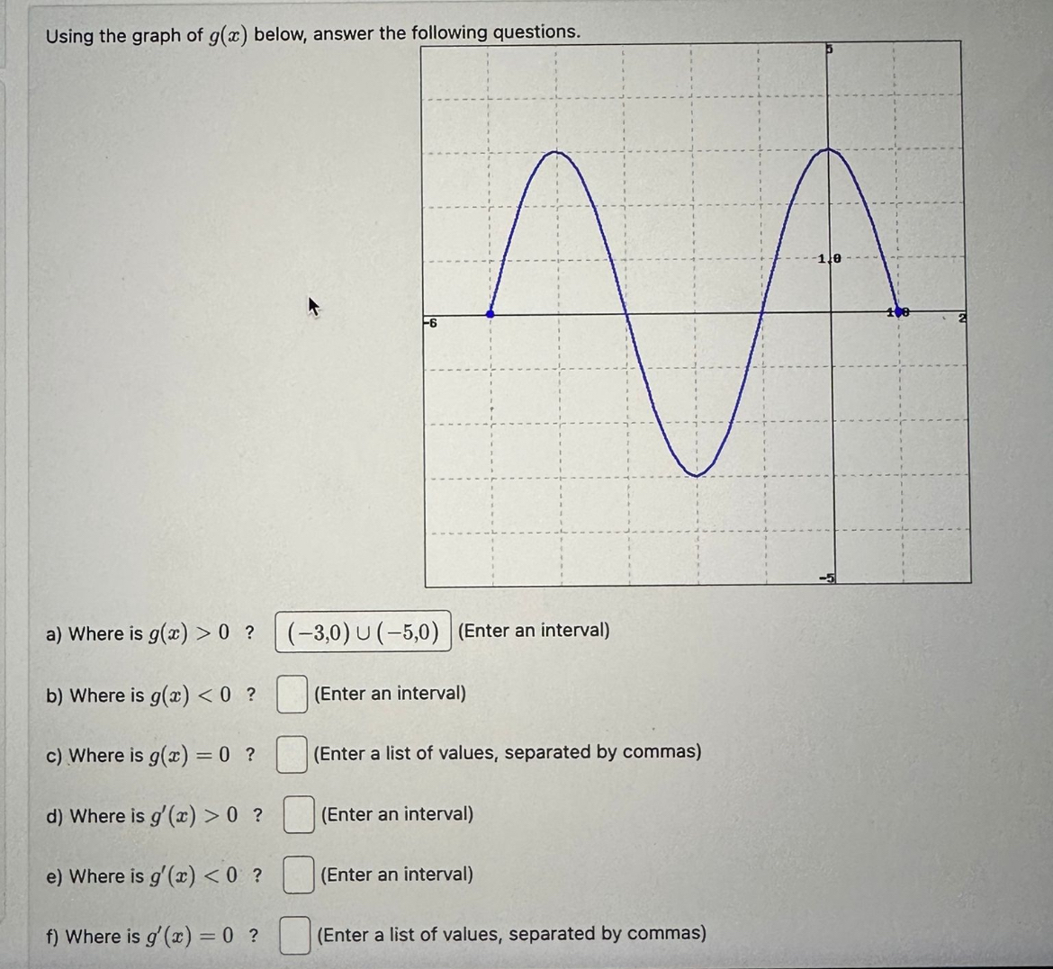 Solved Using the graph of g(x) ﻿below, answer the followina | Chegg.com