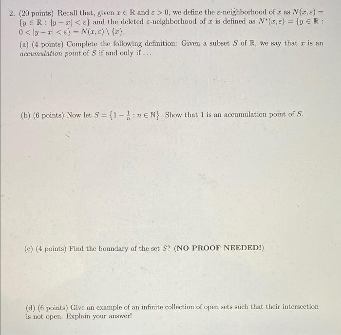 Solved 2. (20 points) Recall that, given x E R and e > 0, we | Chegg.com Solved 2. (20 points) Recall that, given x E R and e > 0, we | Chegg.com