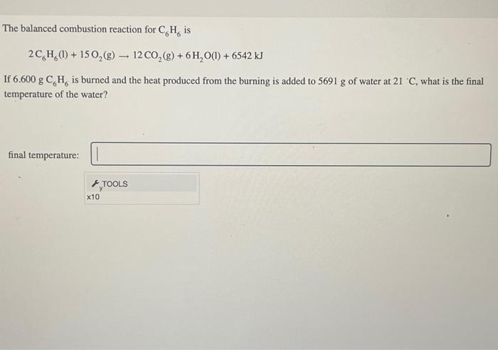 Solved The Balanced Combustion Reaction For C6h6 Is