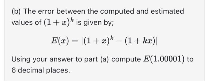 (b) The error between the computed and estimated | Chegg.com