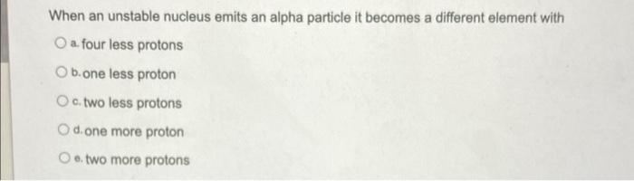 Solved When an unstable nucleus emits an alpha particle it | Chegg.com