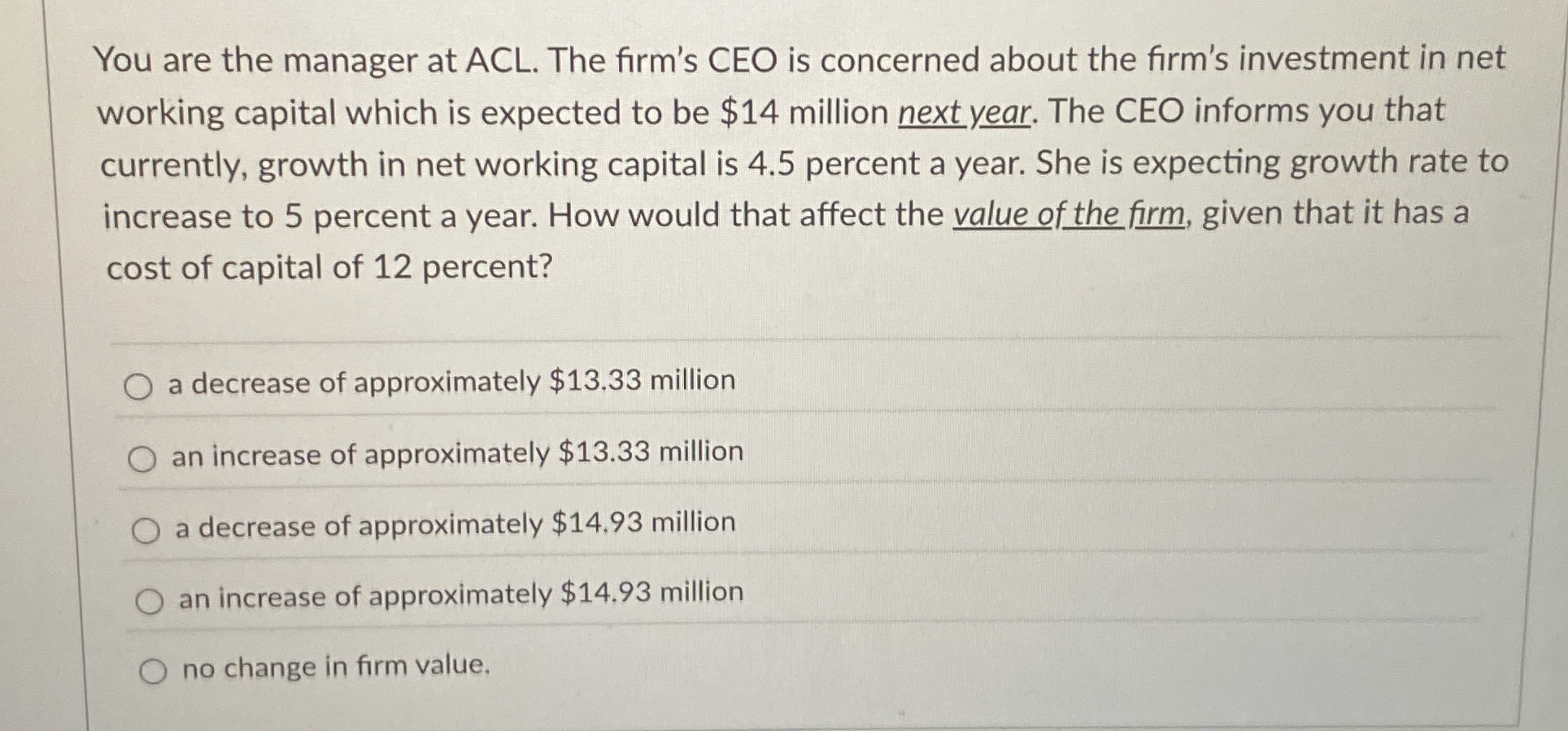 Solved You are the manager at ACL. The firm's CEO is | Chegg.com