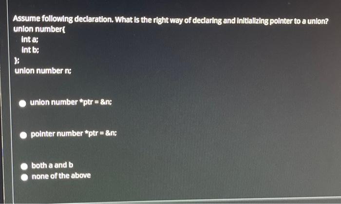 Solved Assume following declaration. What is the right way | Chegg.com