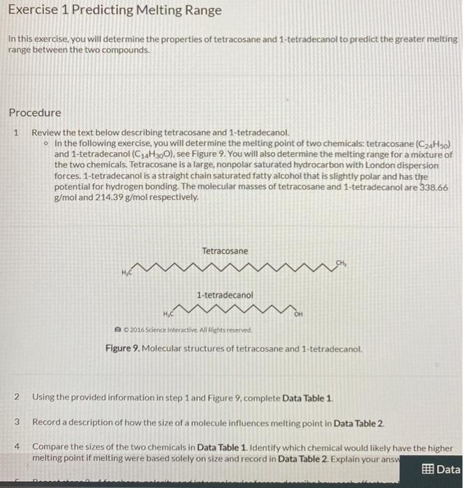 Solved Exercise 1 Predicting Melting Range In This Exercise
