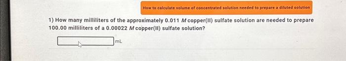 Solved 1) How many milliliters of the approximately 0.011M | Chegg.com