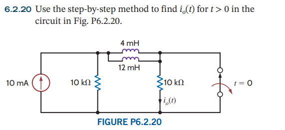 Solved 6.2.20 ﻿Use the step-by-step method to find io(t) | Chegg.com