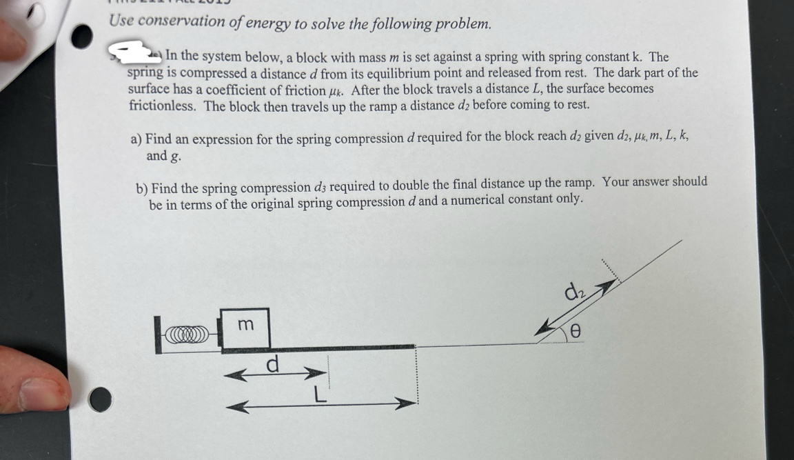 Solved Use conservation of energy to solve the following | Chegg.com