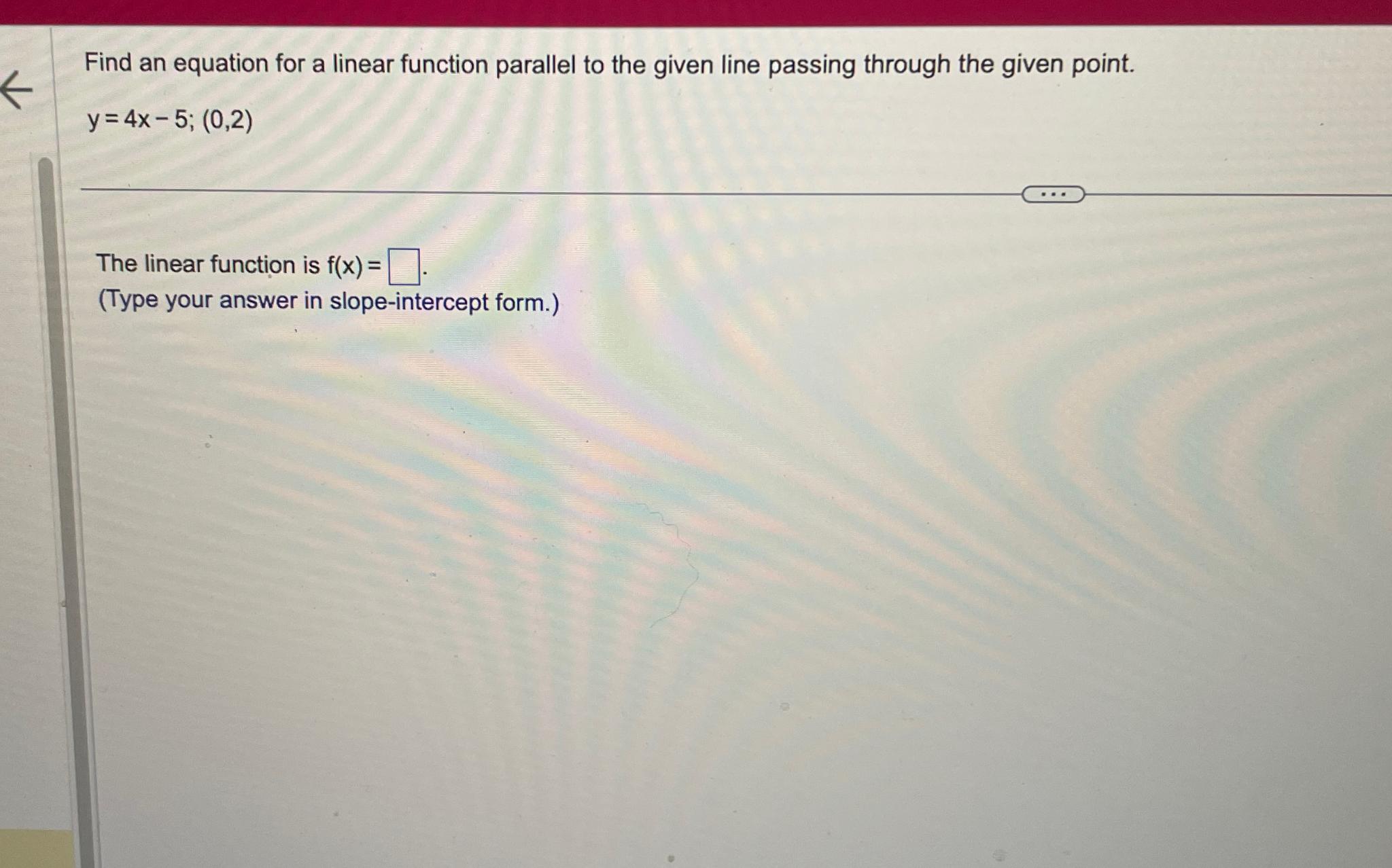 Solved Find an equation for a linear function parallel to | Chegg.com