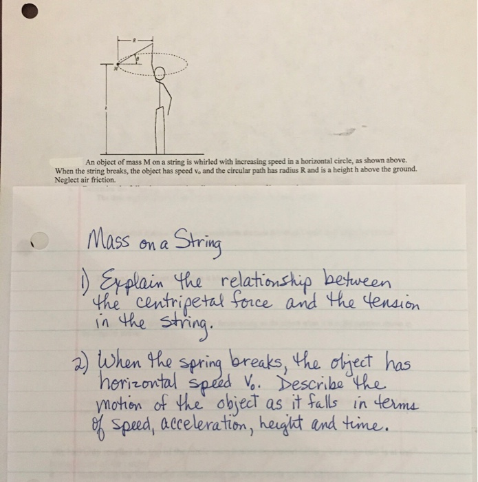 Solved An object of mass M on a string is whirled with | Chegg.com