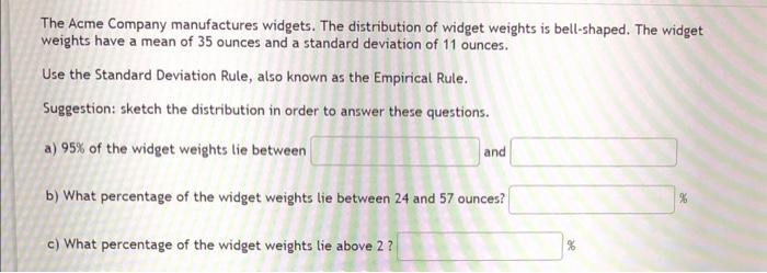 Solved The Acme Company manufactures widgets. The | Chegg.com