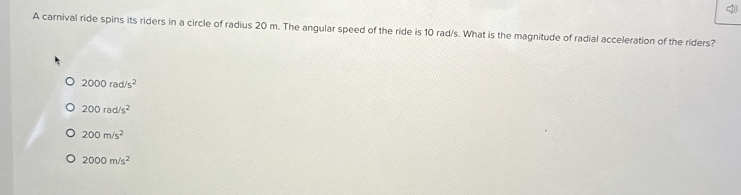 Solved A carnival ride spins its riders in a circle of | Chegg.com