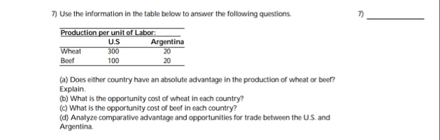 Solved Use the information in the table below to answer the | Chegg.com