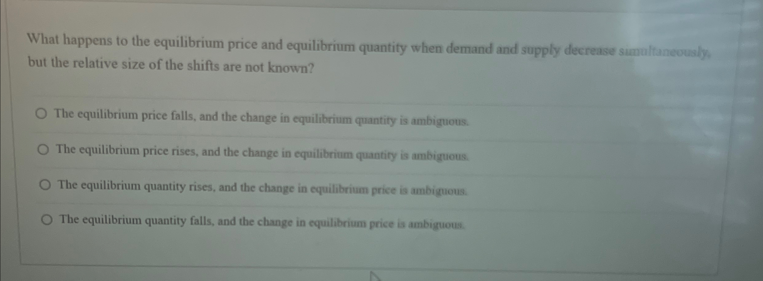 Solved What happens to the equilibrium price and equilibrium | Chegg.com
