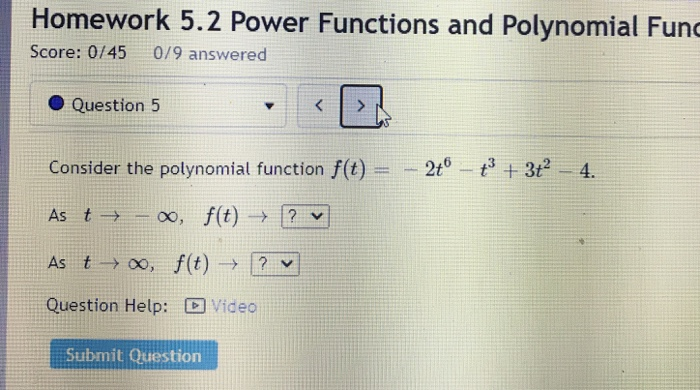 Solved Homework 5.2 Power Functions and Polynomial Func | Chegg.com