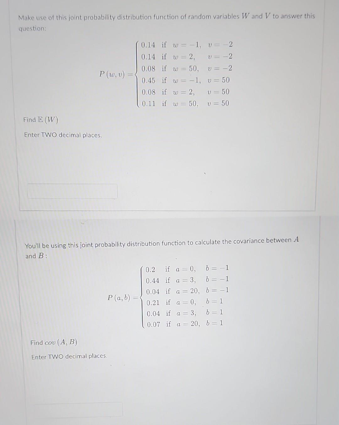 Solved Make use of this joint probability distribution | Chegg.com