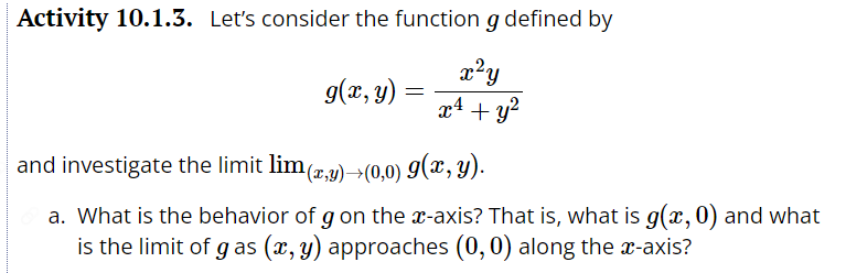 Solved Activity 10.1.3. ﻿Let's consider the function g | Chegg.com