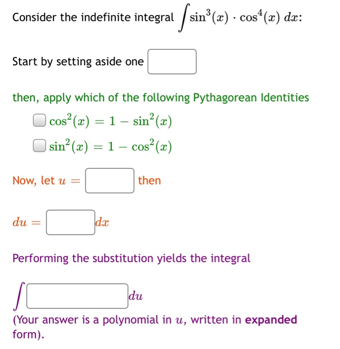 Solved Consider the indefinite integral (sinº(a) sinº (x) · | Chegg.com