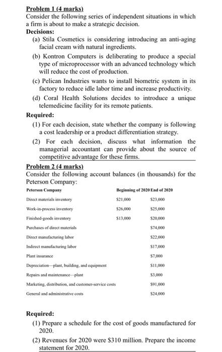 Solved Problem 1 (4 marks) Consider the following series of | Chegg.com