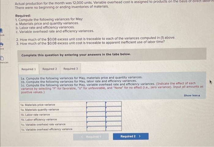 Solved Problem 10-13 (Static) Basic Variance Analysis; the | Chegg.com