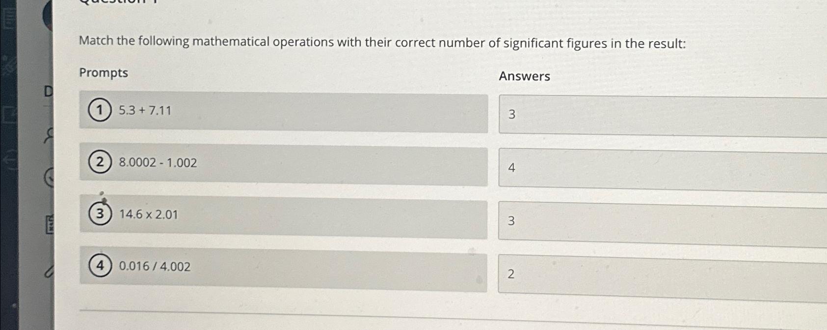 Solved Match the following mathematical operations with | Chegg.com
