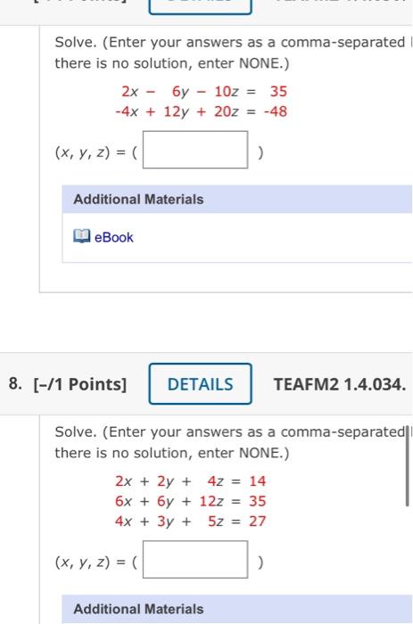 Solved Solve. (Enter your answers as a comma-separated there | Chegg.com