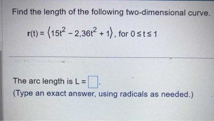 Solved Find the length of the following two-dimensional | Chegg.com